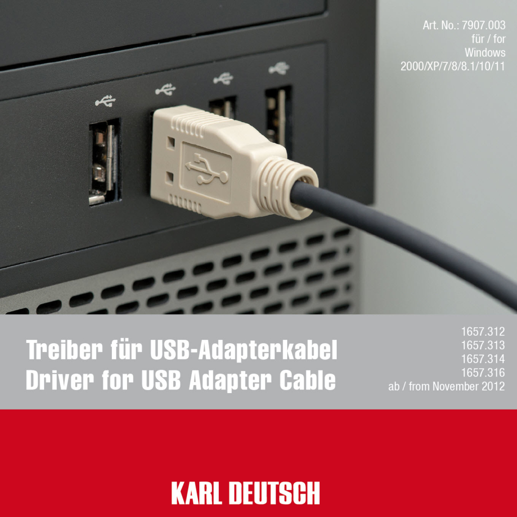 Treibersoftware für USB-Adapterkabel - KARL DEUTSCH Zerstörungsfreie Werkstoffprüfung